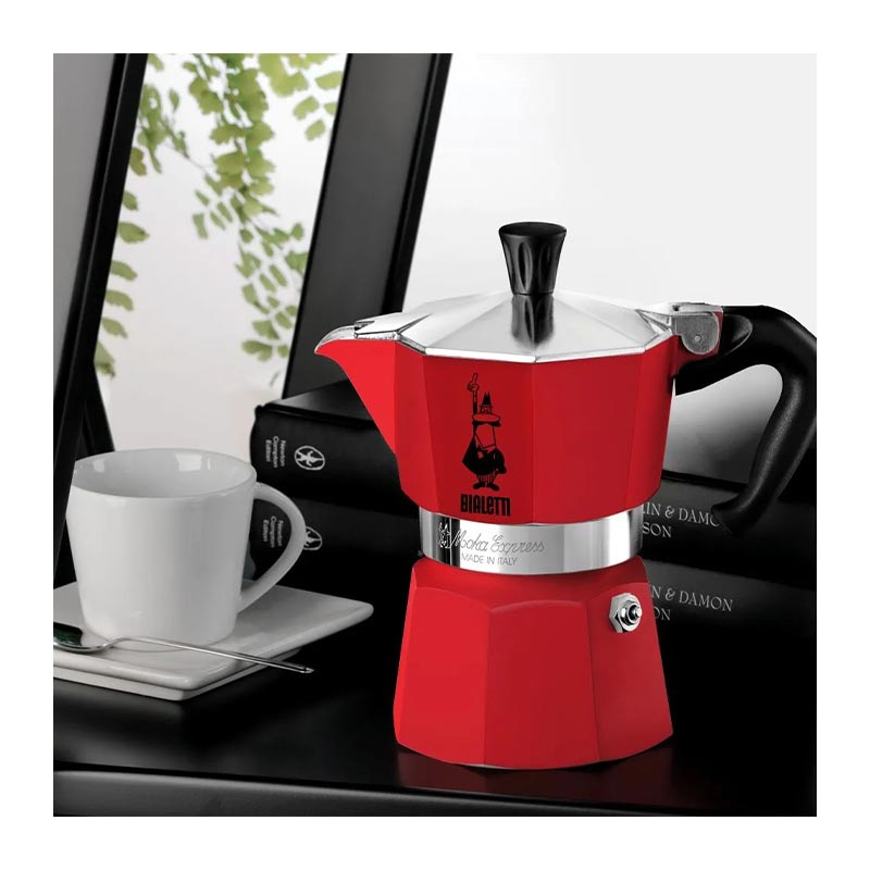 Bialetti Mini Express Moka Pot, 2 Cup + 2 Espresso Fincanı, Kırmızı Fiyat